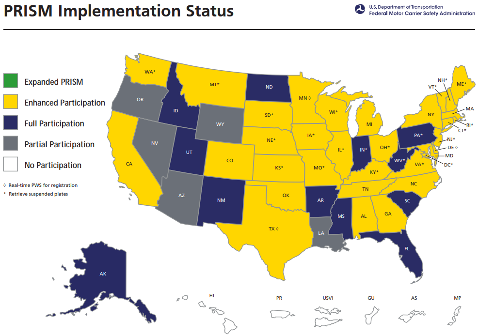 States Participating in PRISM | FMCSA